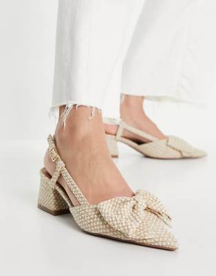 ASOS Design - Spring - Chaussures à talon mi-haut avec nœud - Neutre | ASOS