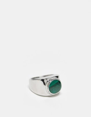 ASOS DESIGN stainless steel signet ring with semi precious stone | ASOS