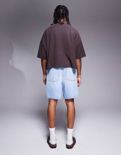 ASOS DESIGN standard length denim jorts in bleach wash | ASOS