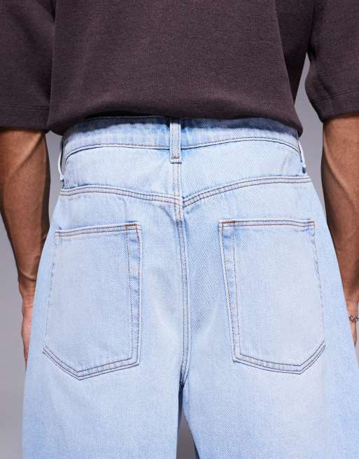 ASOS DESIGN standard length denim jorts in bleach wash | ASOS