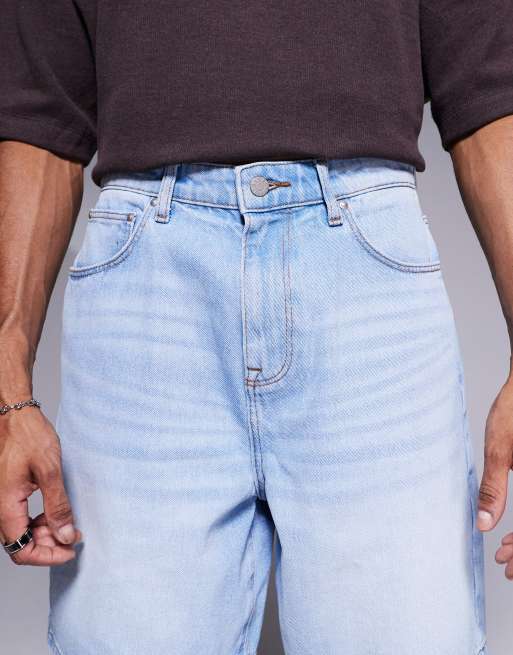 ASOS DESIGN standard length denim jorts in bleach wash | ASOS