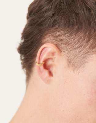 ASOS DESIGN sterling silver central groove ear cuff in gold | ASOS