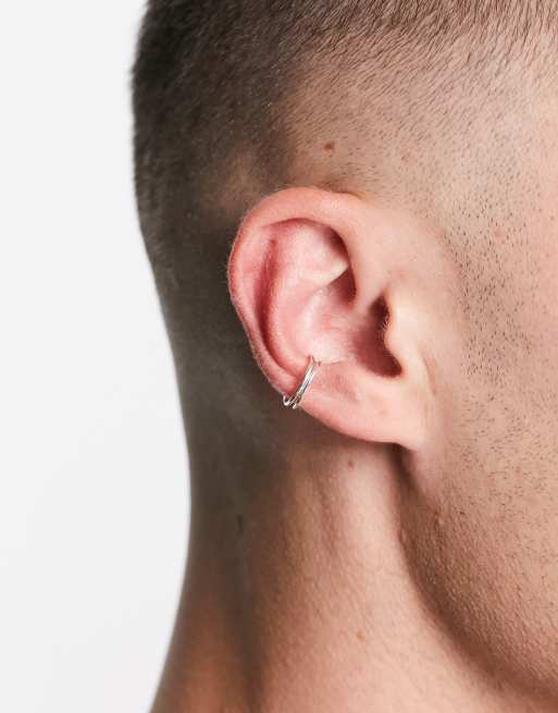 ASOS DESIGN sterling silver ear cuff in double design in silver | ASOS