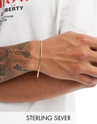 ASOS DESIGN sterling silver flat plait chain bracelet in gold | ASOS