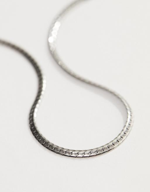 ASOS DESIGN sterling silver flat plait chain bracelet in silver | ASOS