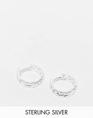 ASOS DESIGN sterling silver hoop earring with chain detail in silver | ASOS