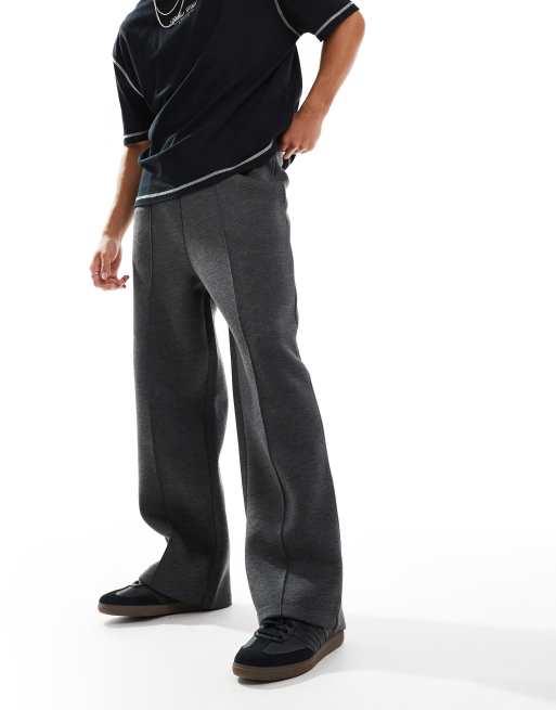 ASOS DESIGN straight leg scuba-style fabric trackies in grey | ASOS
