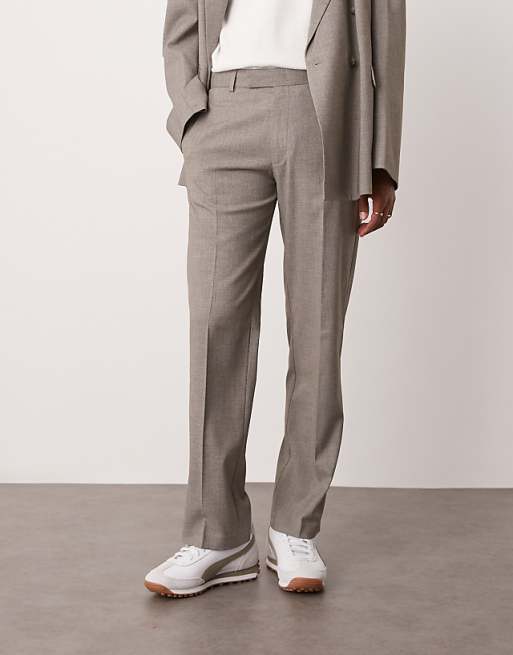 ASOS DESIGN straight leg suit pants in heather gray texture ASOS DESIGN straight leg suit pants in heather gray texture