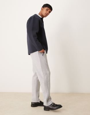 ASOS DESIGN straight leg sweatpants with stripe panels in gray heather ...