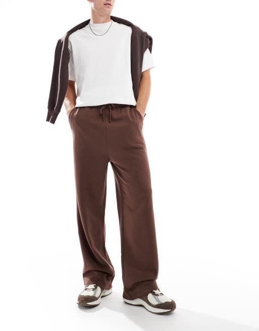ASOS DESIGN straight leg trackies with piping in brown | ASOS