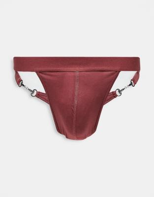 ASOS DESIGN - String avec découpes et détails métalliques - Bordeaux | ASOS