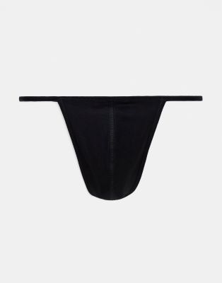 ASOS DESIGN - String in zwart met ring aan de achterkant | ASOS