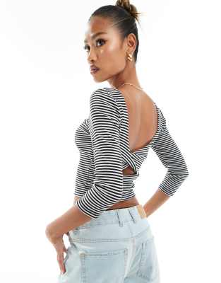 ASOS DESIGN stripe top with open twist back in stripe | ASOS