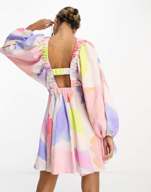 Asos Design Strukturiertes Minikleid Mit Abstraktem Muster Und