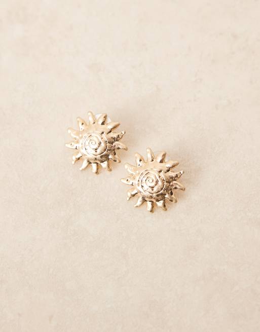 ASOS DESIGN stud earrings with sun design in gold tone | ASOS