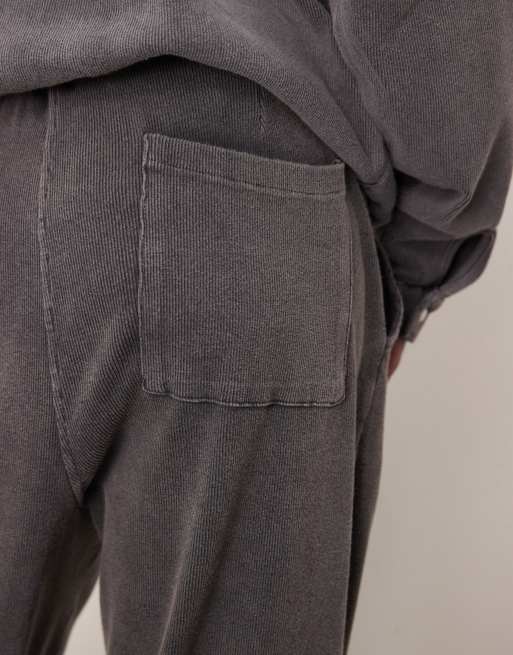 ASOS DESIGN super baggy joggers with ribbed texture in washed black | ASOS