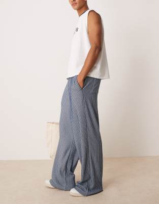 ASOS DESIGN super baggy trackies in blue mini stripe | ASOS
