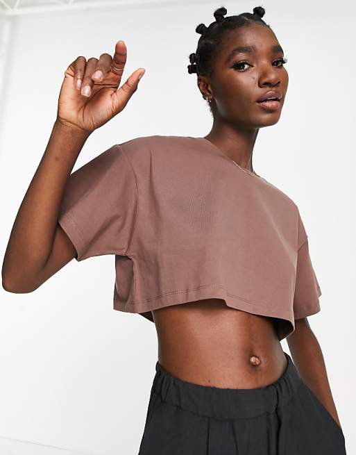 ASOS DESIGN super crop t-shirt in brown | ASOS ASOS DESIGN super crop t-shirt in brown | ASOS