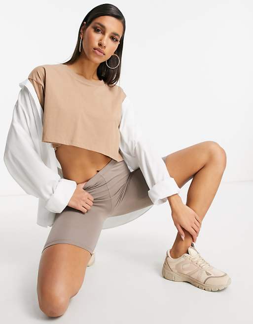 ASOS DESIGN super crop t-shirt in stone | ASOS ASOS DESIGN super crop t-shirt in stone | ASOS