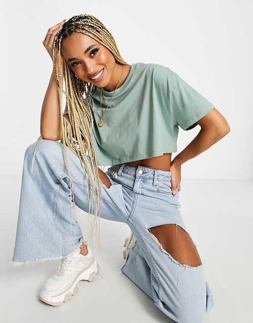 ASOS DESIGN super crop t-shirt in teal | ASOS ASOS DESIGN super crop t-shirt in teal | ASOS