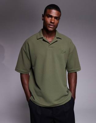ASOS DESIGN super heavyweight oversized polo with textured fabric in ...