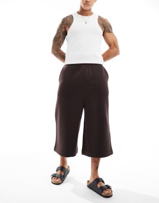 ASOS DESIGN super long length shorts in brown | ASOS