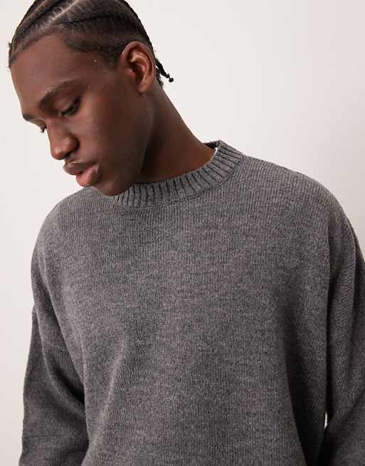ASOS DESIGN super oversized boxy fit knitted sweater in gray ASOS DESIGN super oversized boxy fit knitted sweater in gray