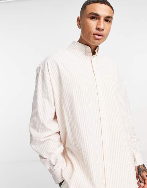 Asos Design Super Oversized Stripe Shirt In Seersucker Asos