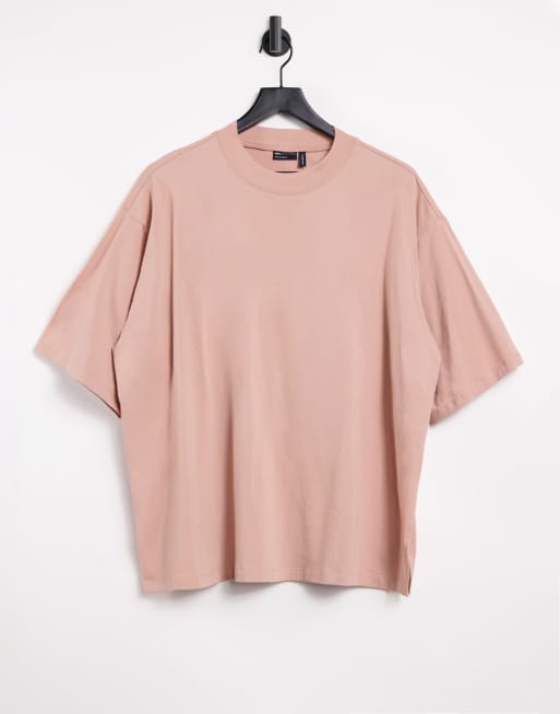 Asos Design Super Oversized T Shirt With Side Splits In Biscuit Asos