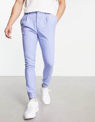 ASOS DESIGN super skinny smart trackies in light blue | ASOS