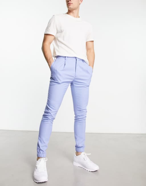 ASOS DESIGN super skinny smart trackies in light blue | ASOS