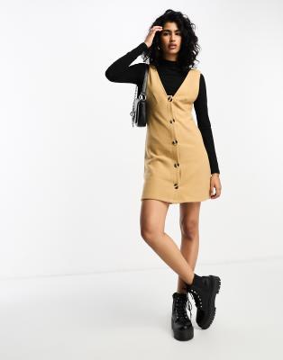 ASOS DESIGN super soft 2 in 1 square neck pinny mini sweater dress in ...