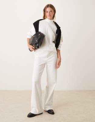 ASOS DESIGN supersoft wide leg trackies in winter white (part of a set ...