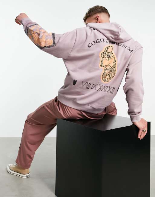 Asos Design Sweat à Capuche Oversize à Imprimés Historiques Multiples