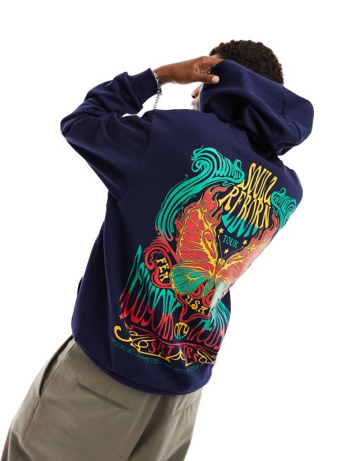 Asos Design Sweat à Capuche Oversize Avec Imprimé Poster Devant Et Au