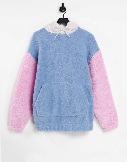 Asos Design Sweat à Capuche Oversize Imitation Peau De Mouton Motif