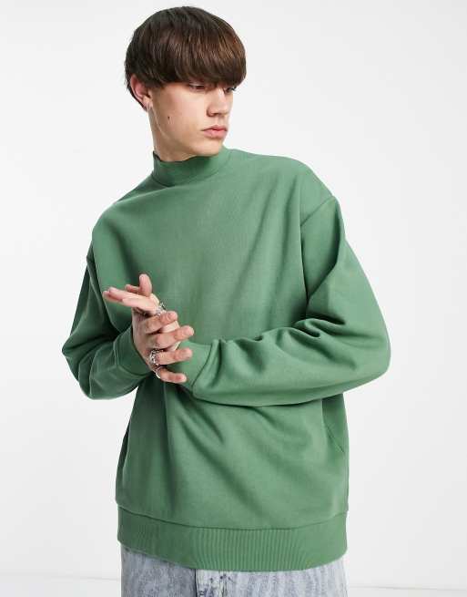 Asos Design Sweat Col Montant Oversize Vert Asos