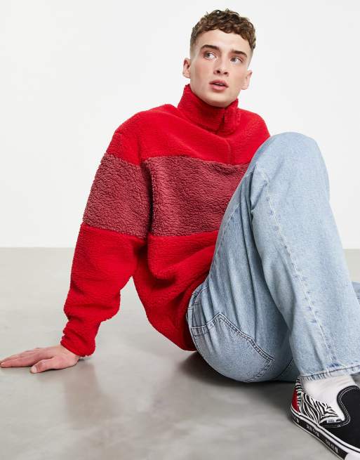 Asos Design Sweat Color Block Oversize En Imitation Peau De Mouton à