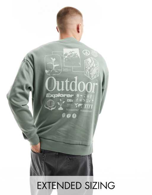 Asos Design Sweat Oversize à Large Imprimé Au Dos Vert Asos