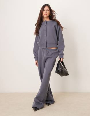 ASOS DESIGN sweat wide leg trackies in charcoal (part of a set) | ASOS