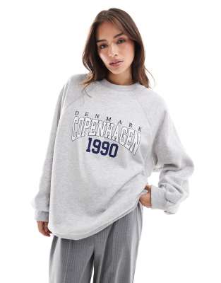 ASOS DESIGN sweatshirt with copenhagen graphic in grey marl | ASOS