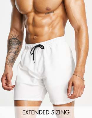 ASOS DESIGN swim shorts in mid length in white | ASOS
