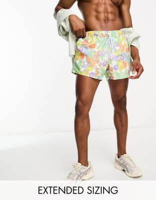 ASOS DESIGN swim shorts in short length in floral garden print | ASOS
