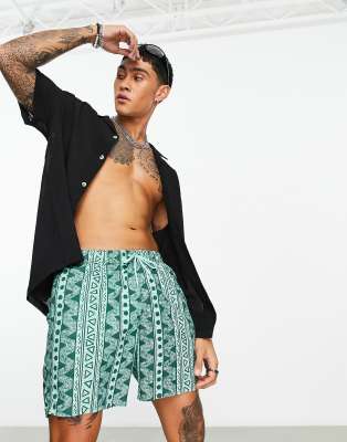 ASOS DESIGN swim shorts in short length with pattern print | ASOS