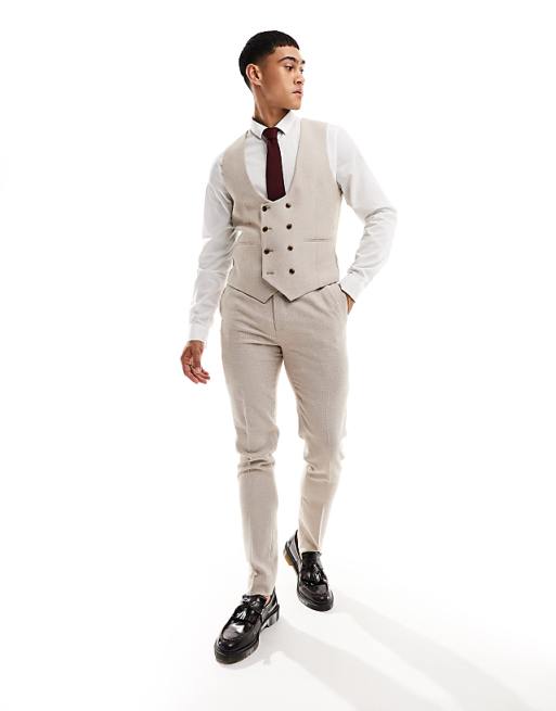 ASOS DESIGN – Szarobeżowy obcisły garnitur o koszykowym splocie | ASOS ASOS DESIGN – Szarobeżowy obcisły garnitur o koszykowym splocie | ASOS