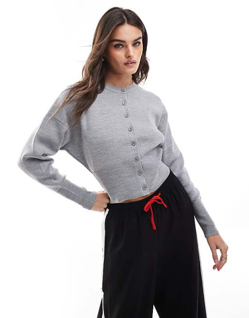 ASOS DESIGN – Szary dzianinowy kardigan z okrągłym dekoltem | ASOS ASOS DESIGN – Szary dzianinowy kardigan z okrągłym dekoltem | ASOS