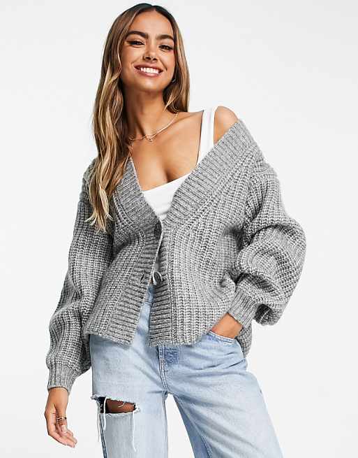 ASOS DESIGN – Szary kardigan z grubym splotem | ASOS ASOS DESIGN – Szary kardigan z grubym splotem | ASOS