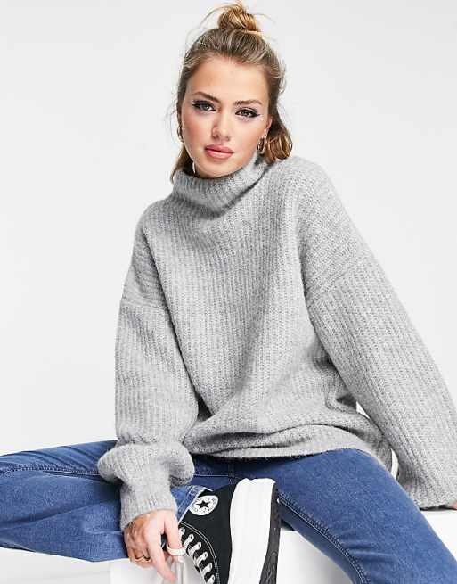 ASOS DESIGN – Szary sweter z golfem z puszystej przędzy | ASOS ASOS DESIGN – Szary sweter z golfem z puszystej przędzy | ASOS