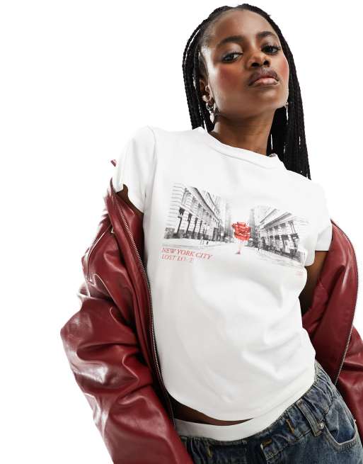 ASOS DESIGN - T-shirt effet rétréci avec motif photographique ballons ...