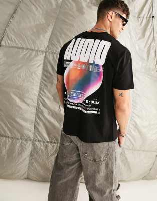 ASOS DESIGN t-shirt in black with audio back & chest print | ASOS